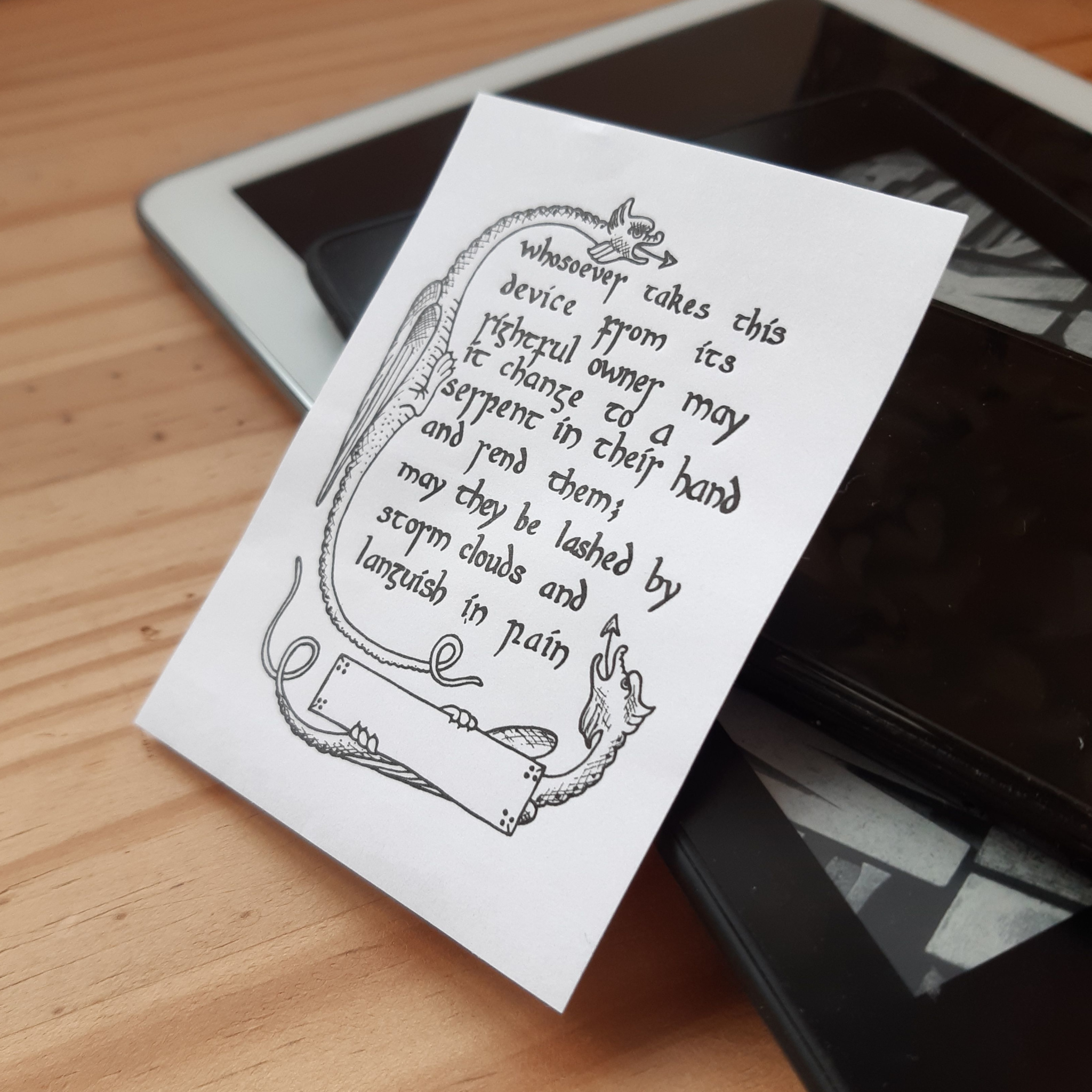 Bookplate Style Sticker – Dragon Curse For Devices – Anachronalia